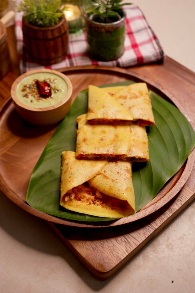 Garlic Besan Chila With Paneer & Veggies - Meghna Food Magic